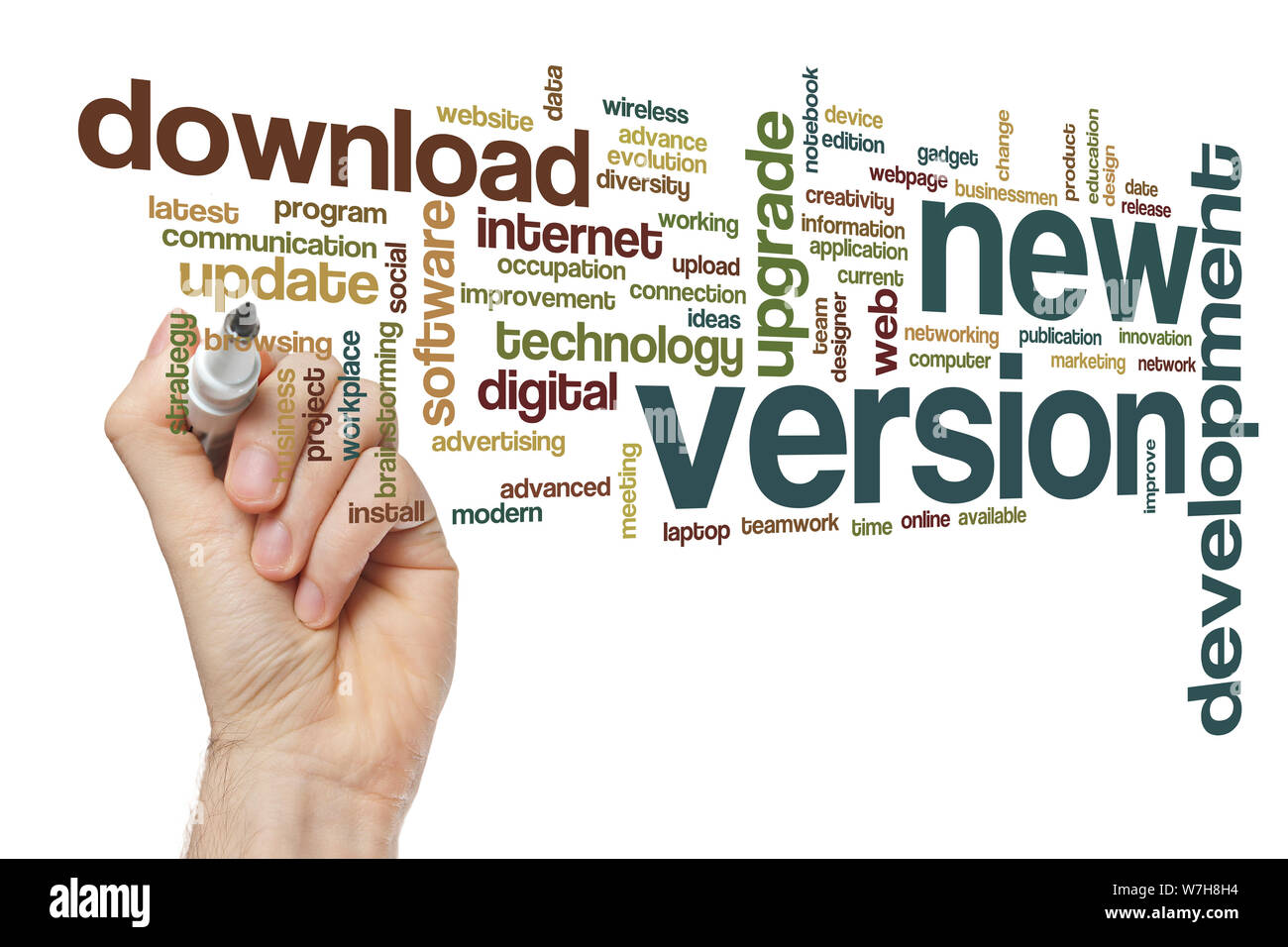 New version word cloud concept Stock Photo - Alamy