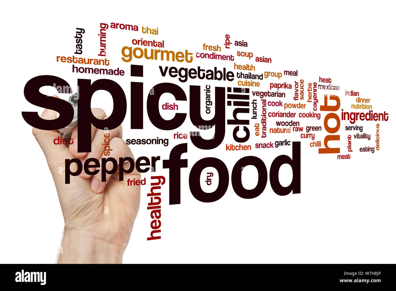 Spicy food word cloud concept Stock Photo - Alamy
