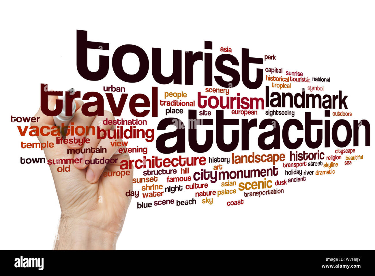 Tourist attraction word cloud concept Stock Photo - Alamy