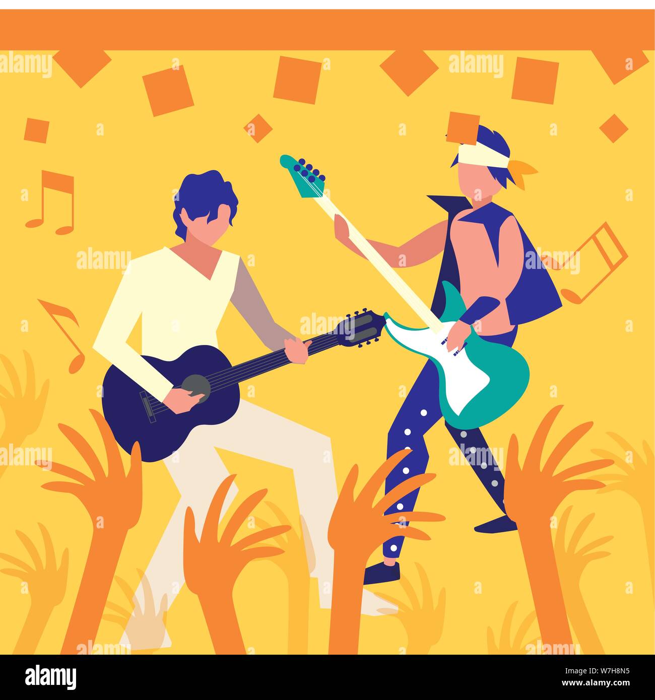 people musicians concert event with guitars vector illustration Stock ...