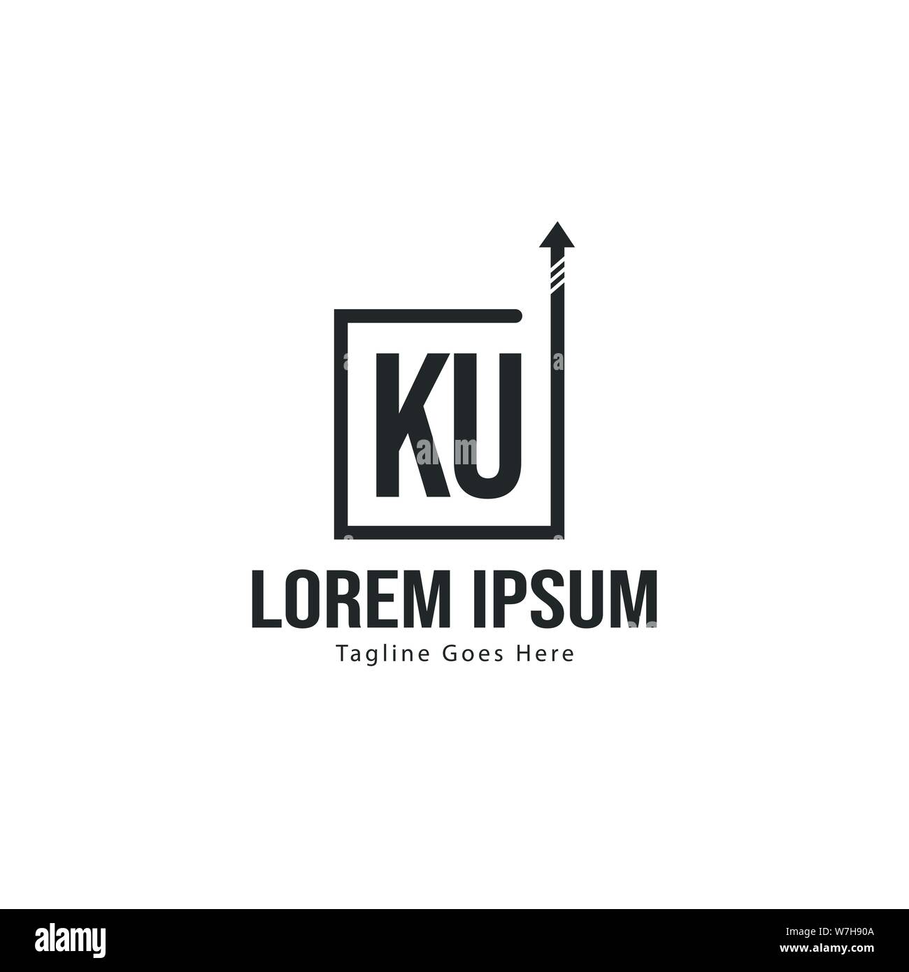 Initial KU logo template with modern frame. Minimalist KU letter logo ...