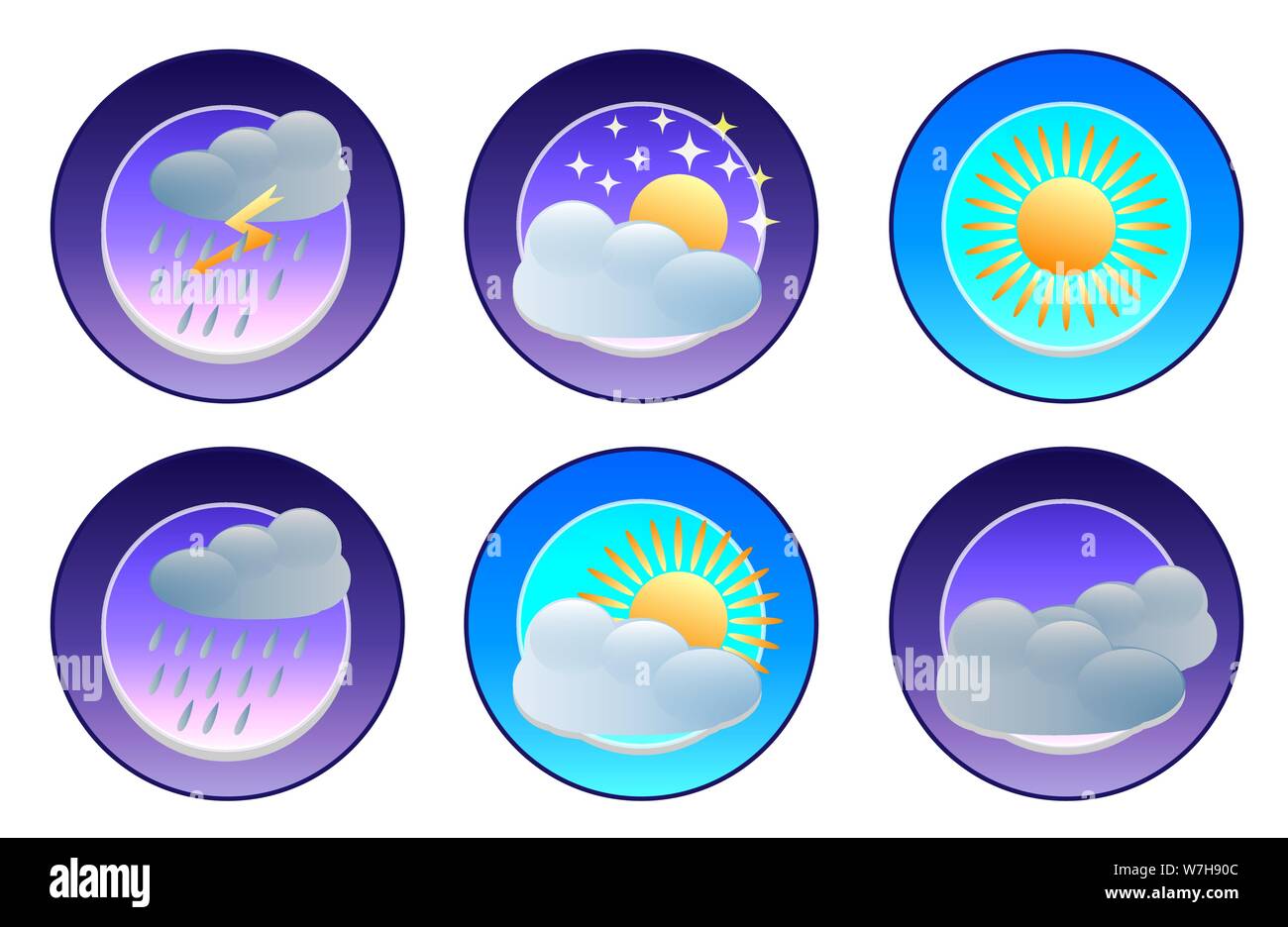 illustration of flat color weather icons Stock Vector Image & Art - Alamy