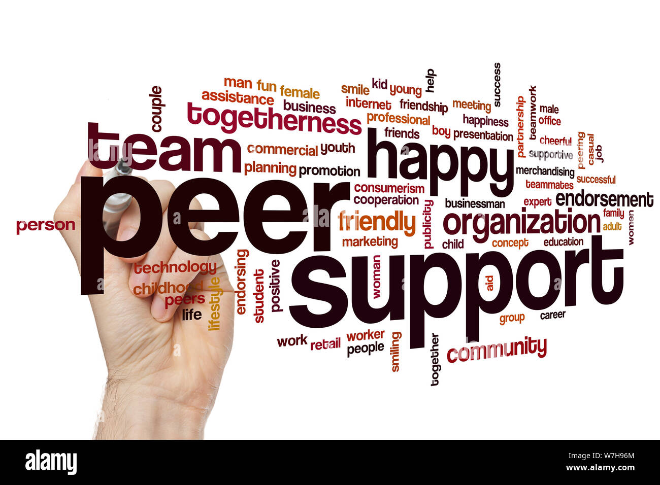 Peer support word cloud concept Stock Photo - Alamy
