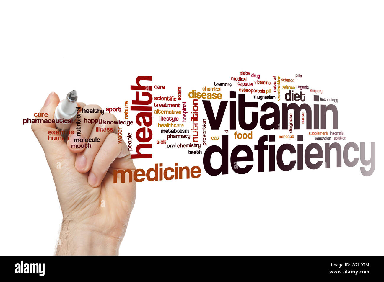 Vitamin deficiency word cloud Stock Photo - Alamy