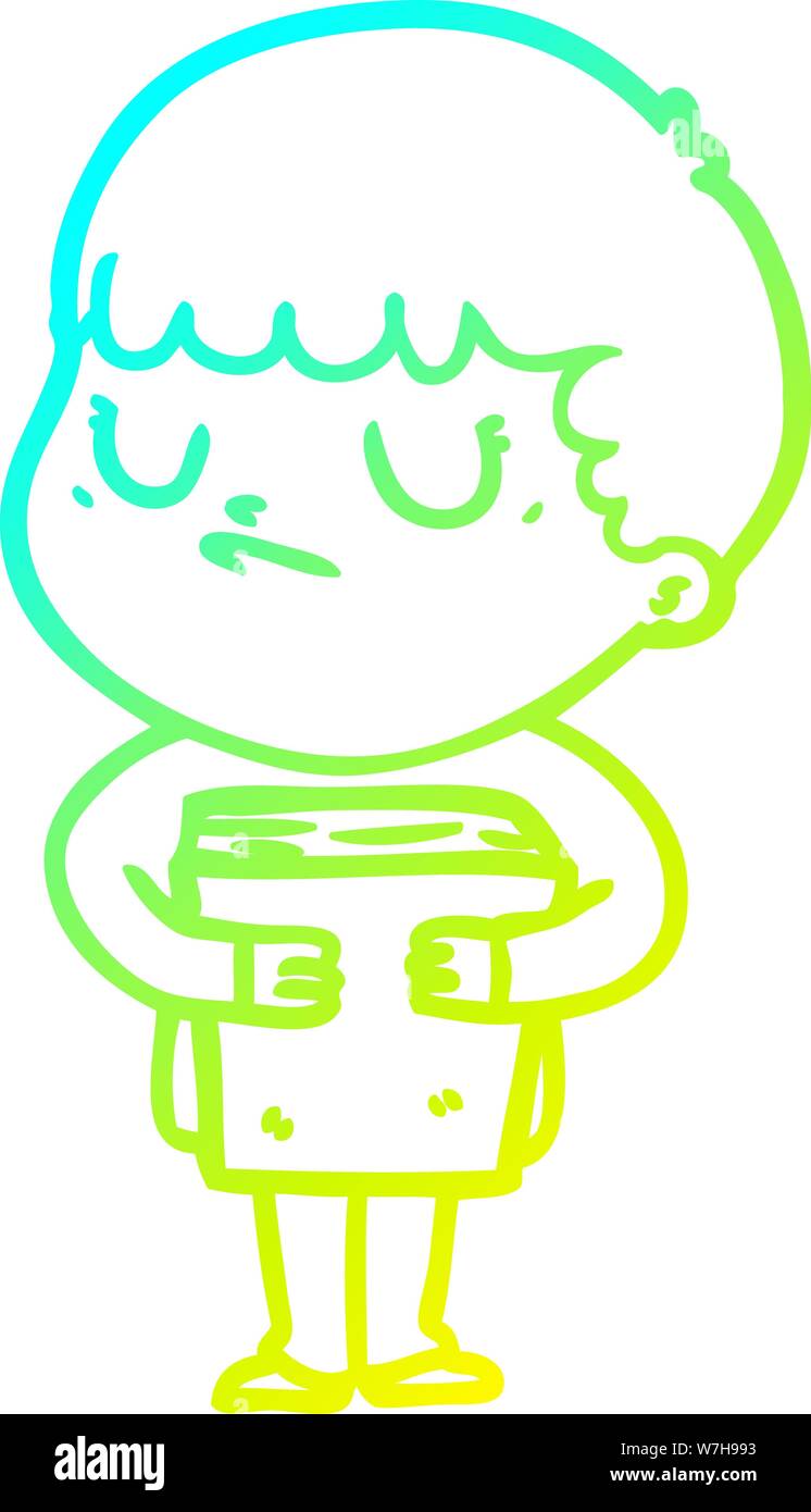 cold gradient line drawing of a cartoon grumpy boy Stock Vector Image ...