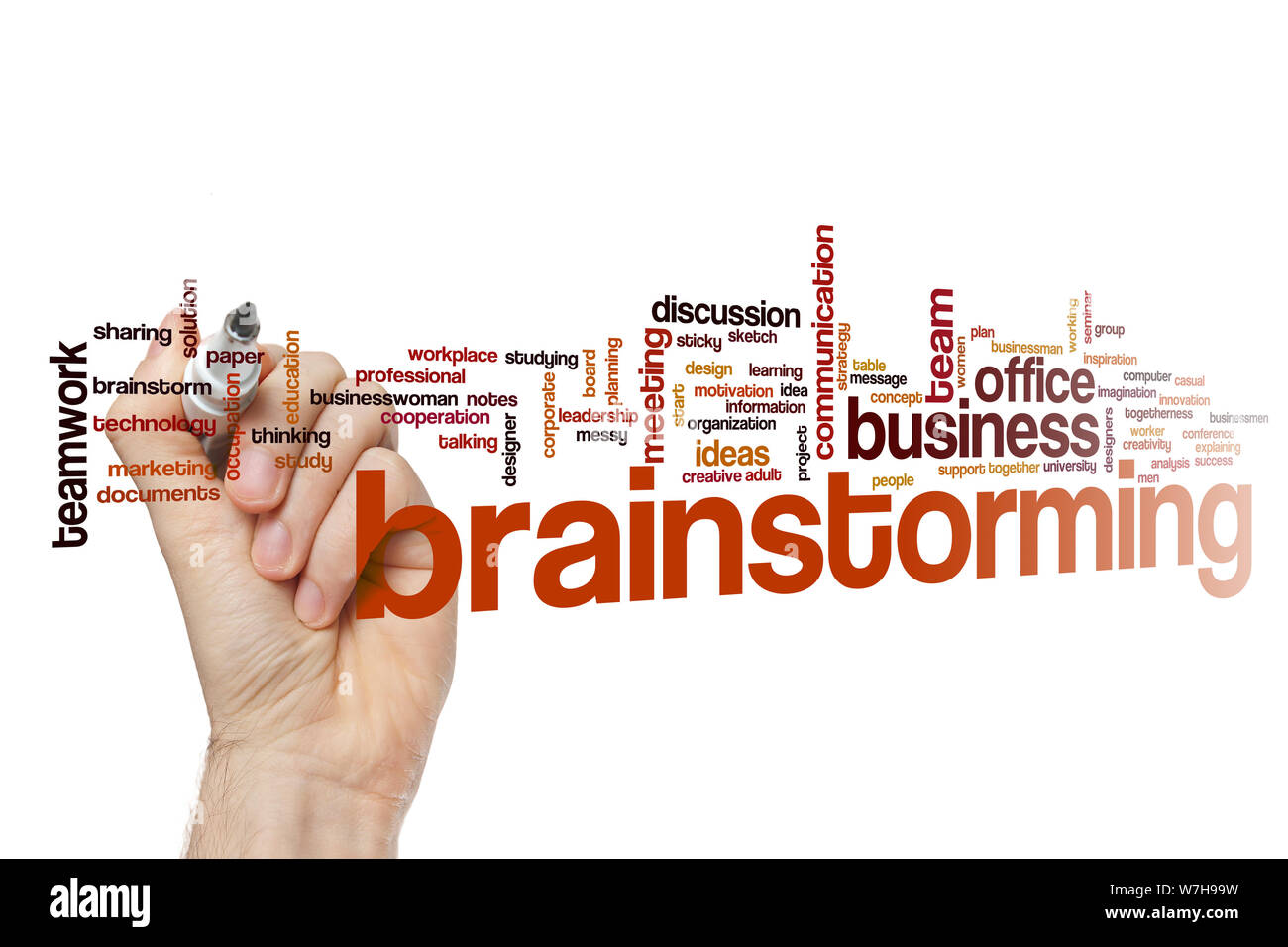 Brainstorming word cloud Stock Photo - Alamy