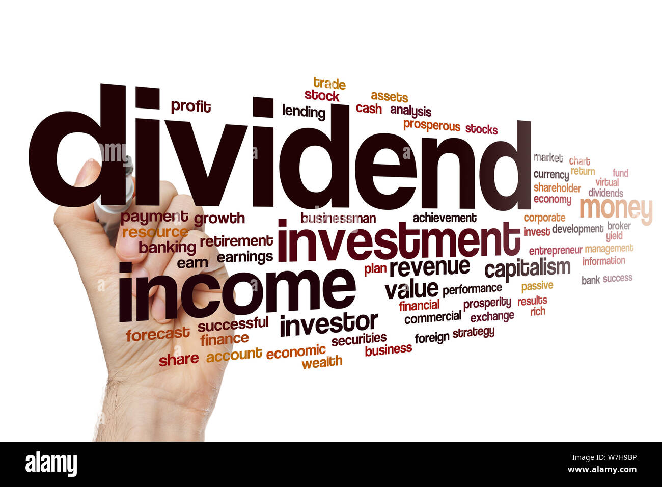 Dividend word cloud concept Stock Photo - Alamy