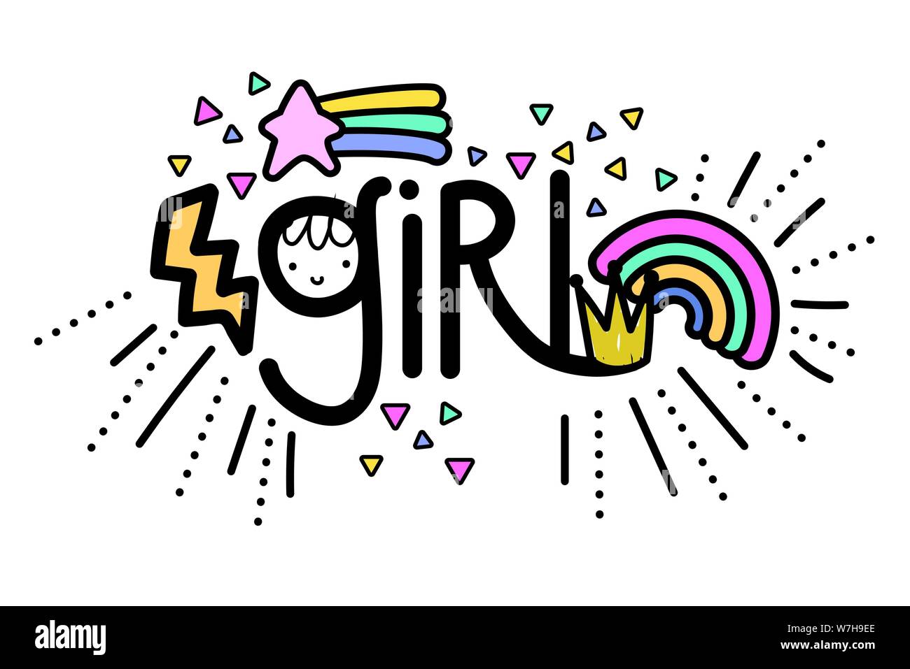 Girl word design, Typography message note feeling think and inspiration ...