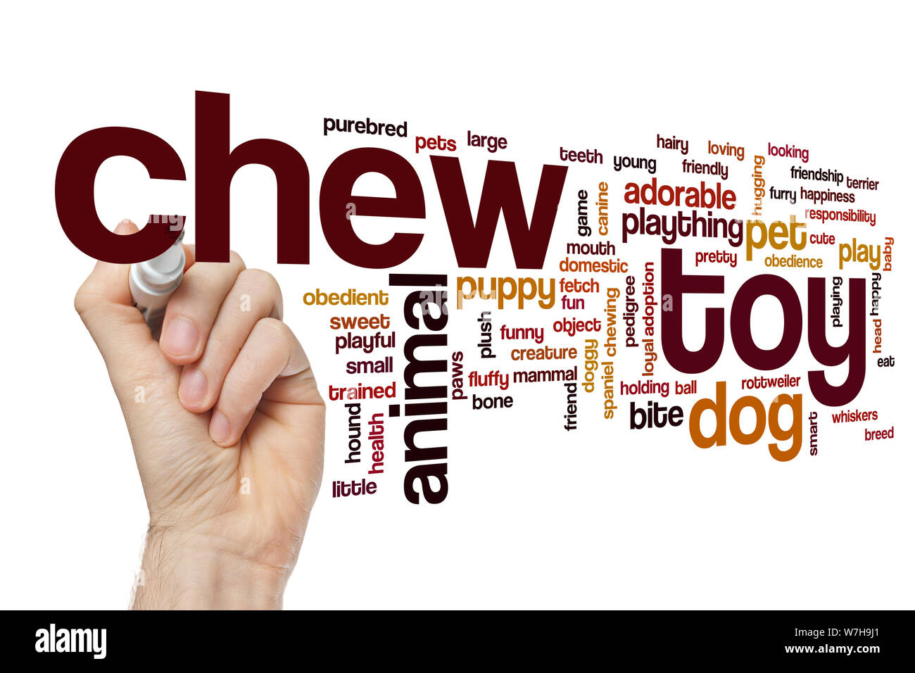 Chew toy word cloud Stock Photo - Alamy