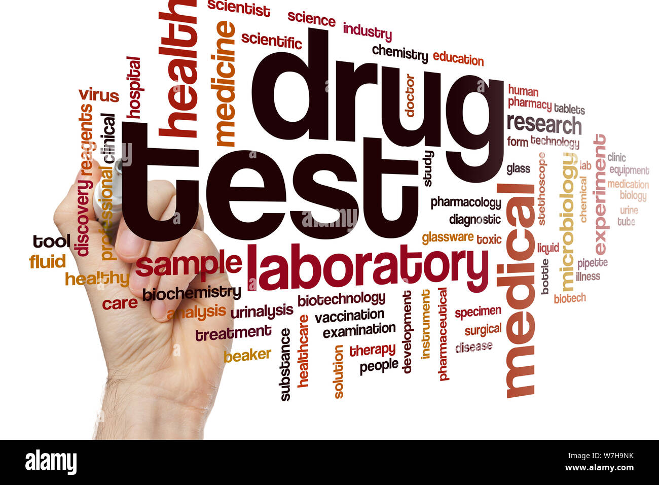 Drug test word cloud concept Stock Photo - Alamy