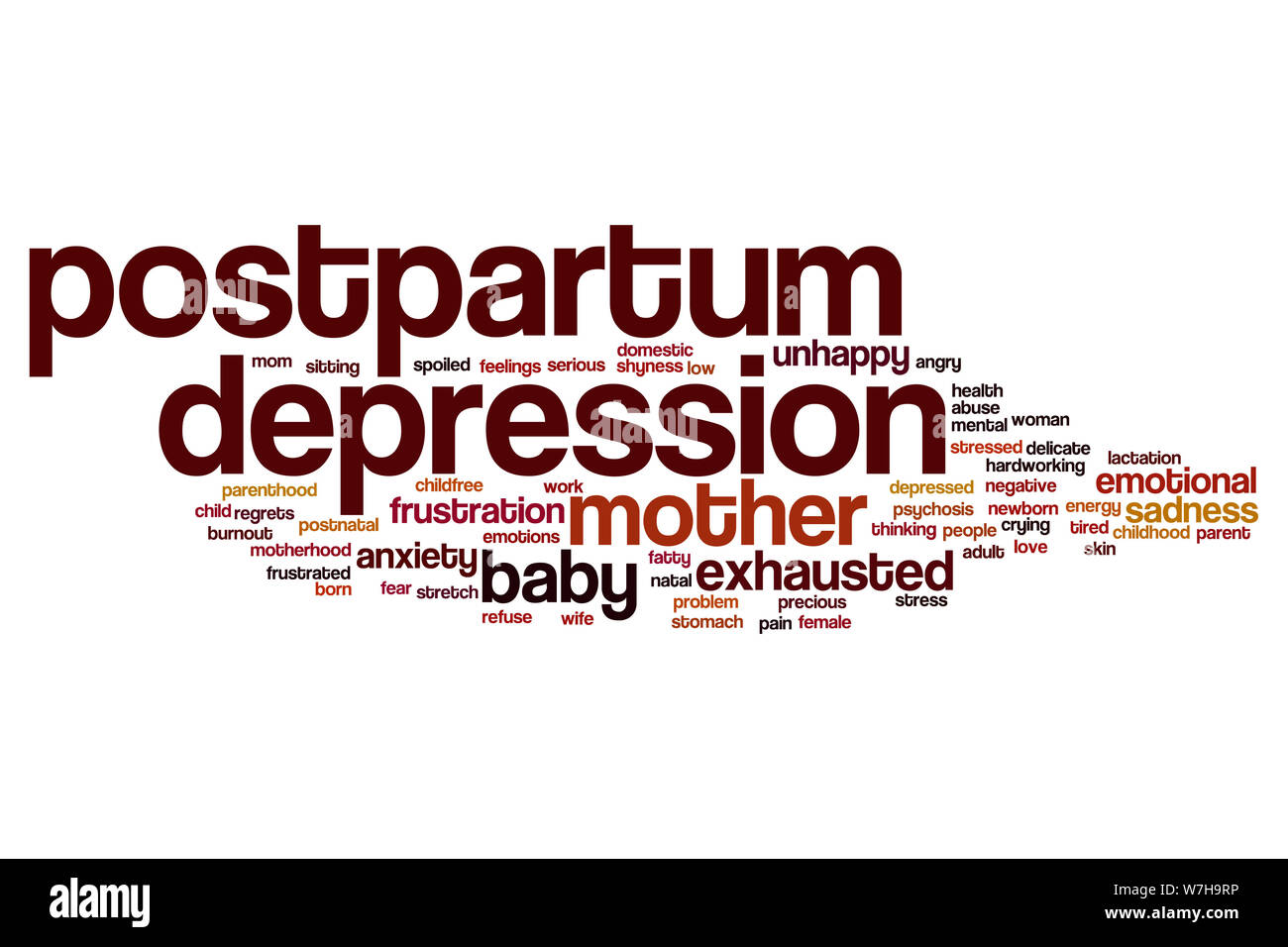 Postpartum depression word cloud concept Stock Photo - Alamy
