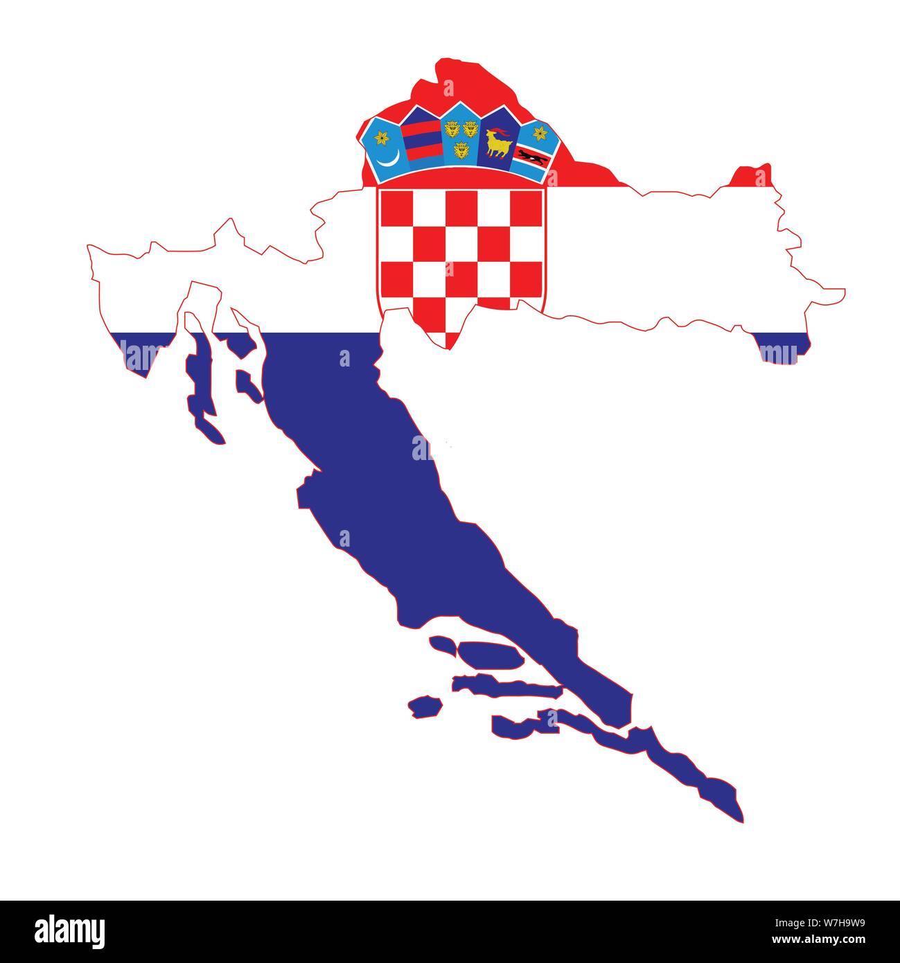 Croatia Map Outline Vector Stock Photos & Croatia Map Outline Vector ...