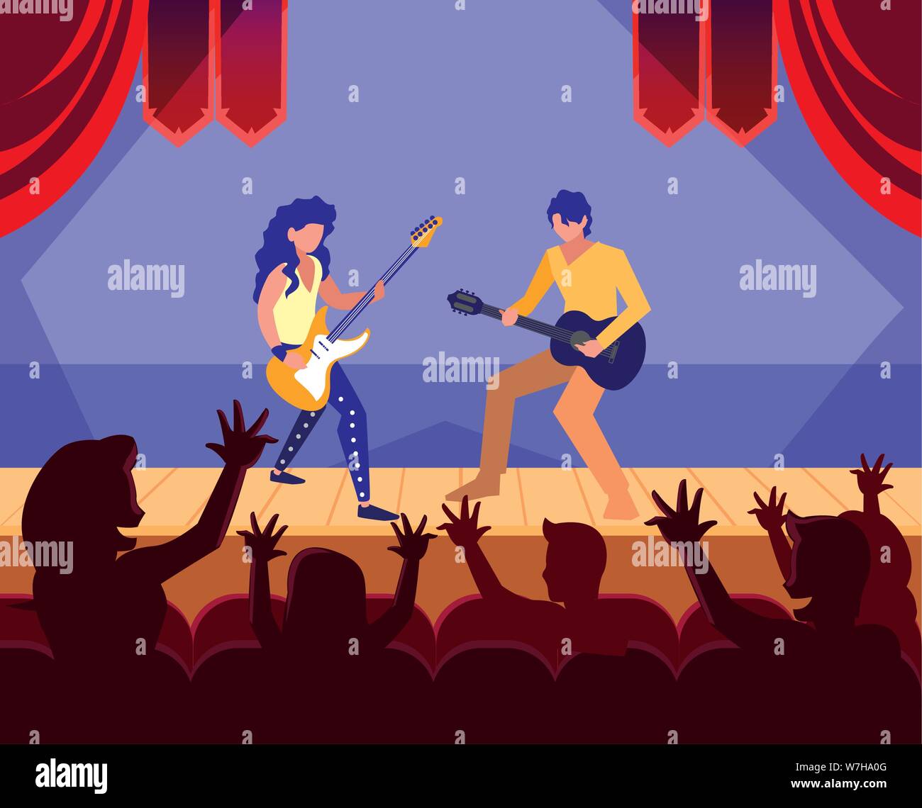 people musicians concert event with guitars vector illustration Stock ...