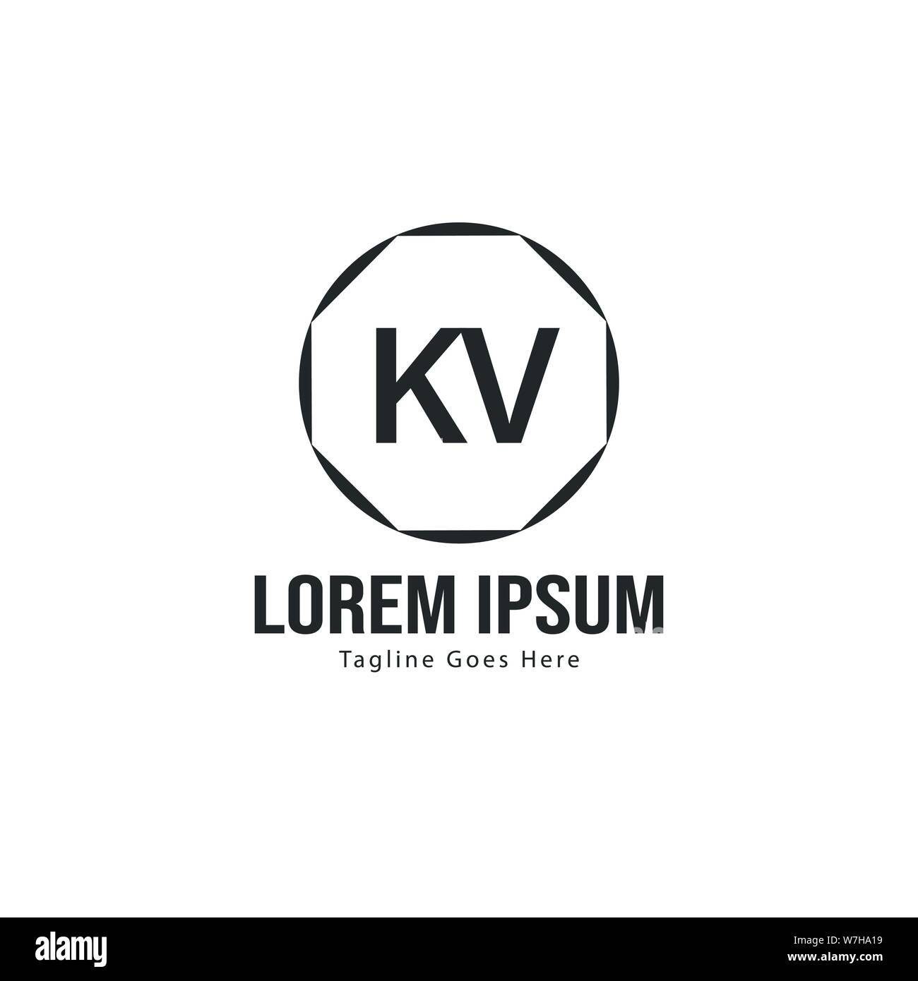 Initial KV logo template with modern frame. Minimalist KV letter logo ...