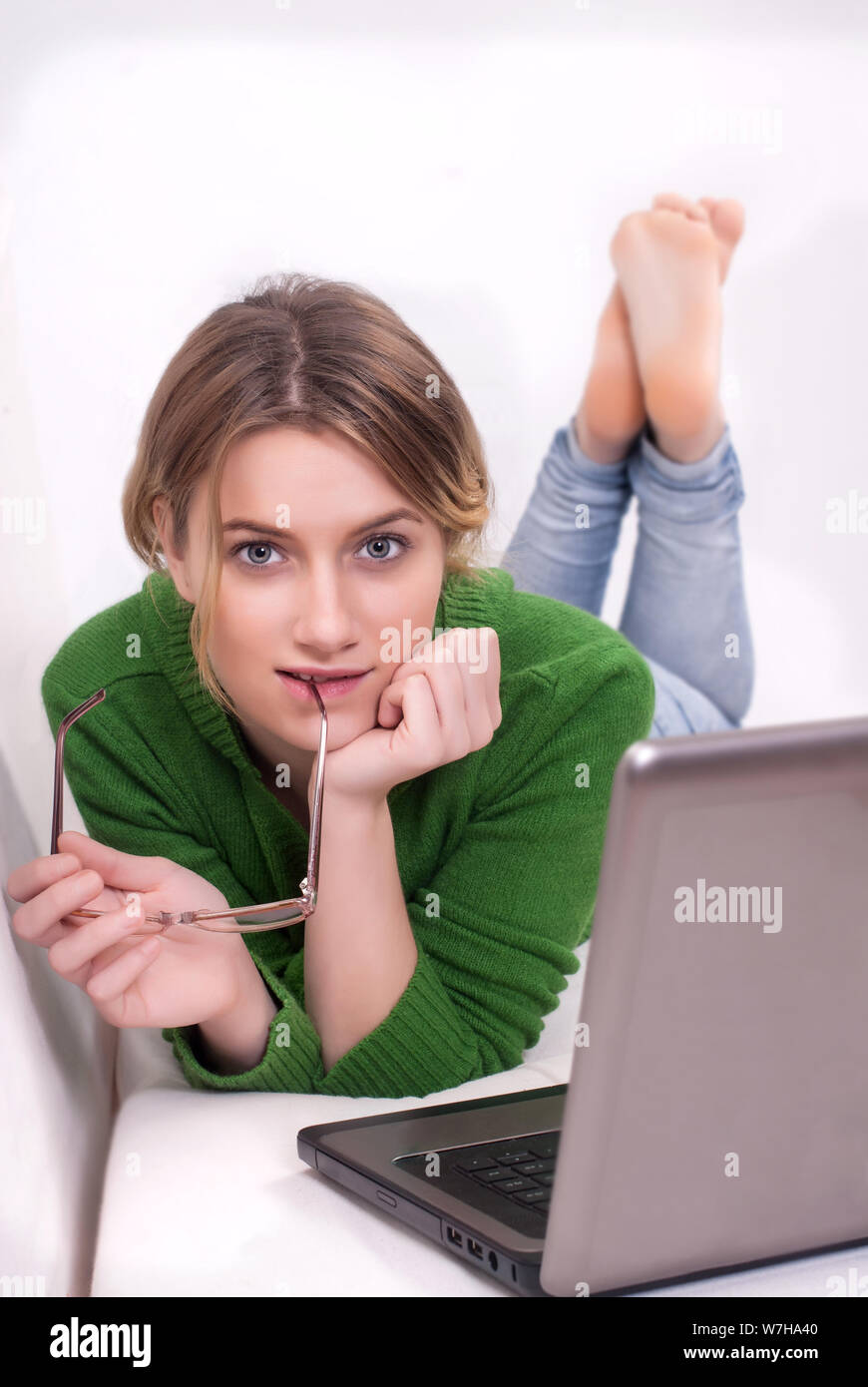 Attractive girl lying on her front hi-res stock photography and images ...