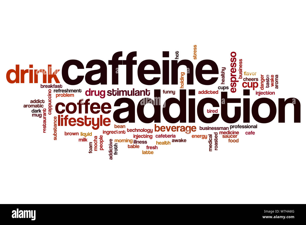 Caffeine addiction word cloud concept Stock Photo - Alamy