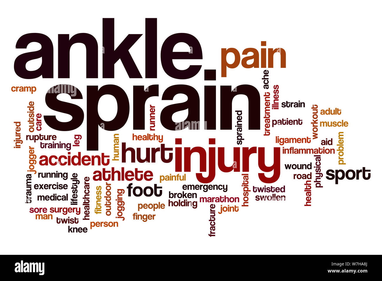 Ankle sprain word cloud concept Stock Photo - Alamy