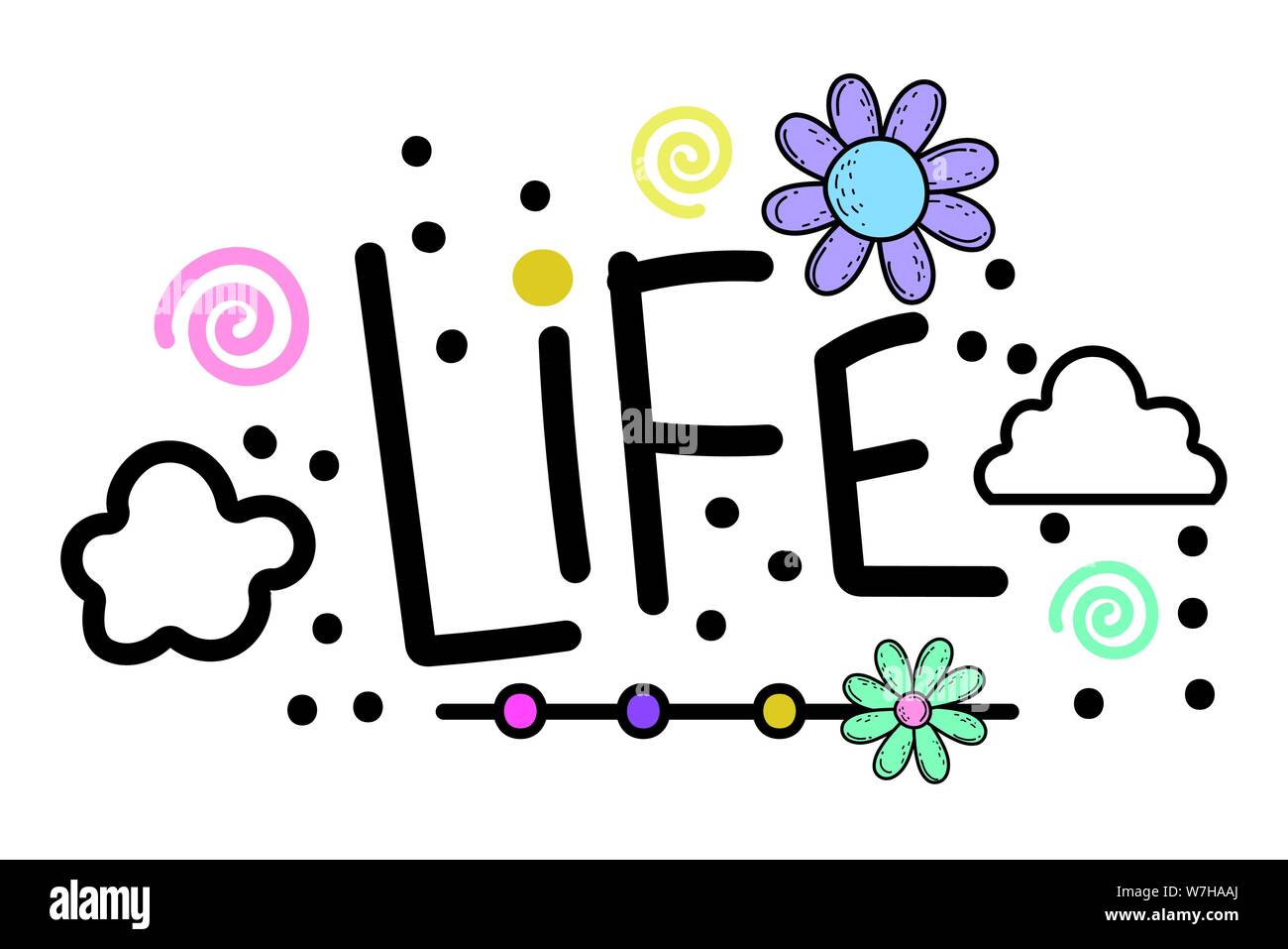 Life word design, Typography message note feeling think and inspiration ...