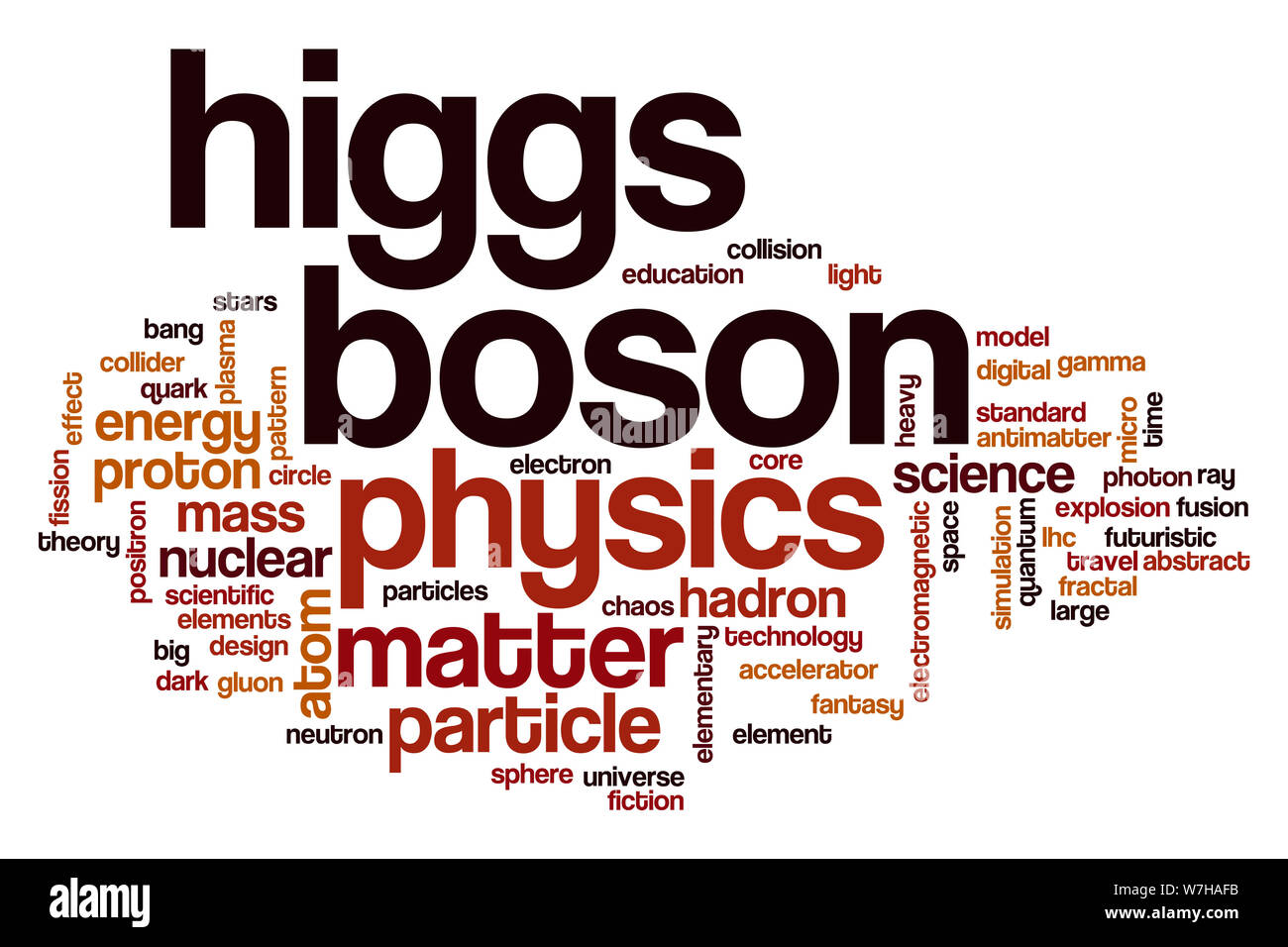 Higgs boson word cloud concept Stock Photo - Alamy