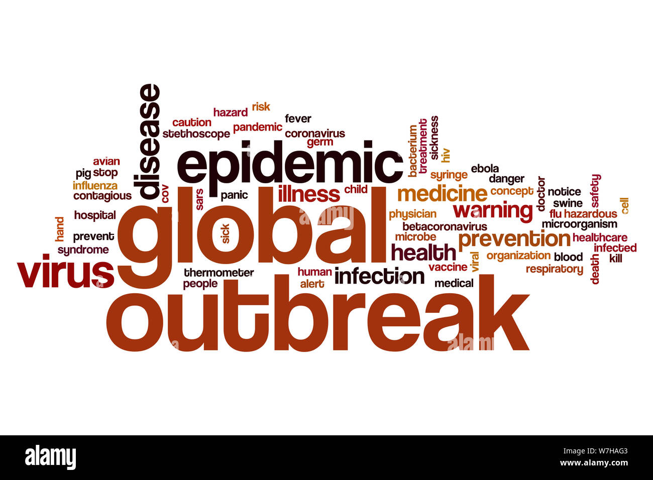 Global outbreak word cloud concept Stock Photo - Alamy