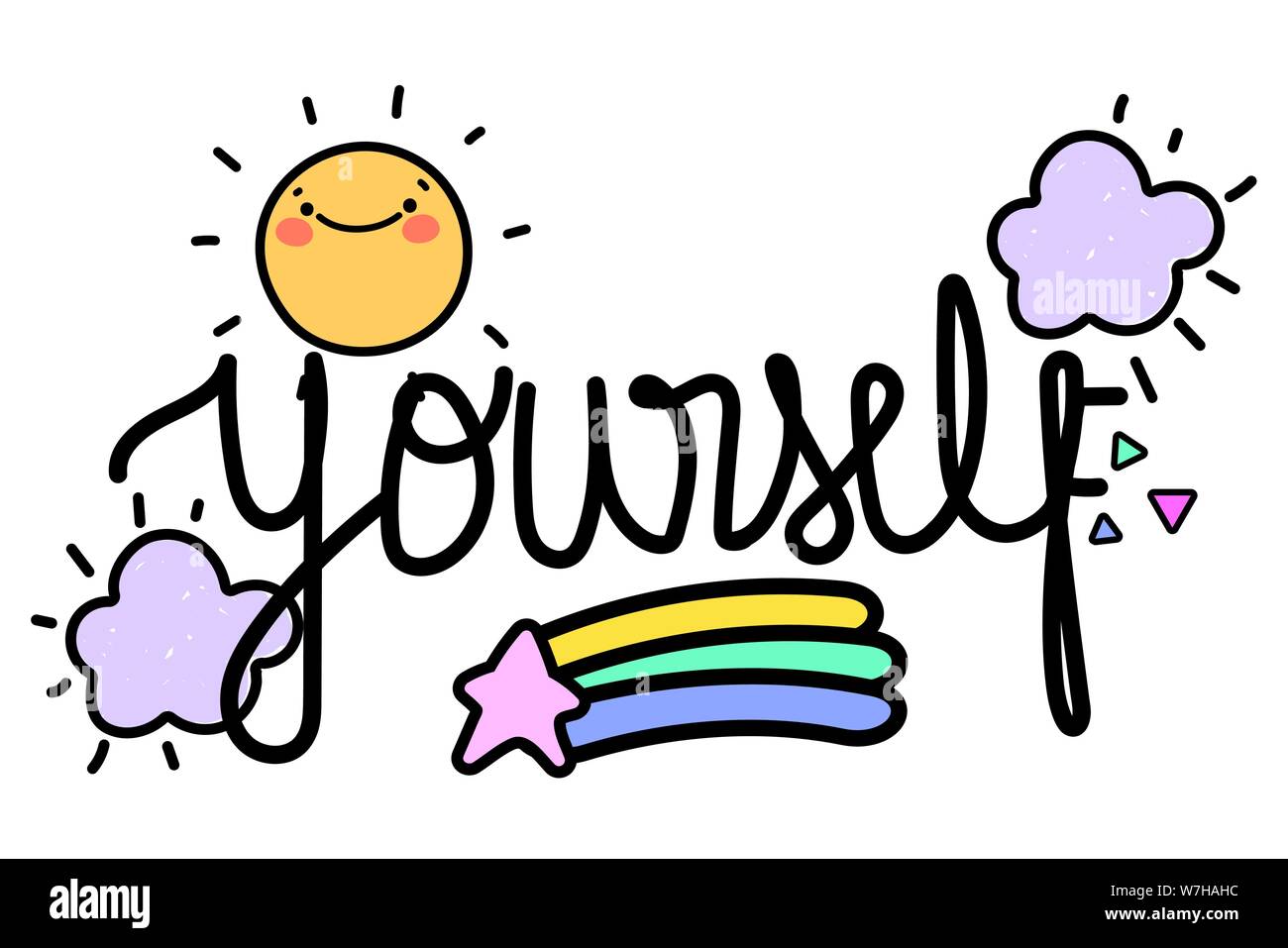 Yourself word design, Typography message note feeling think and ...