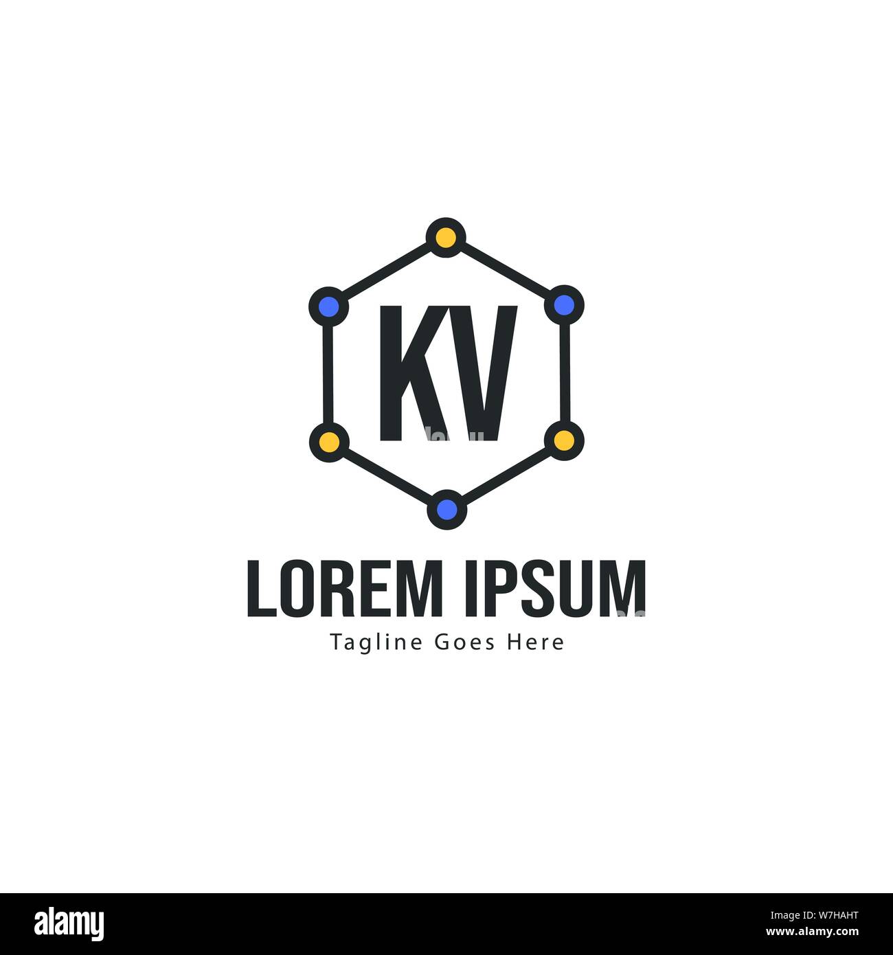 Initial KV logo template with modern frame. Minimalist KV letter logo ...