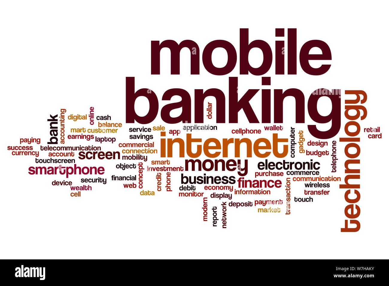 Mobile banking word cloud concept Stock Photo - Alamy