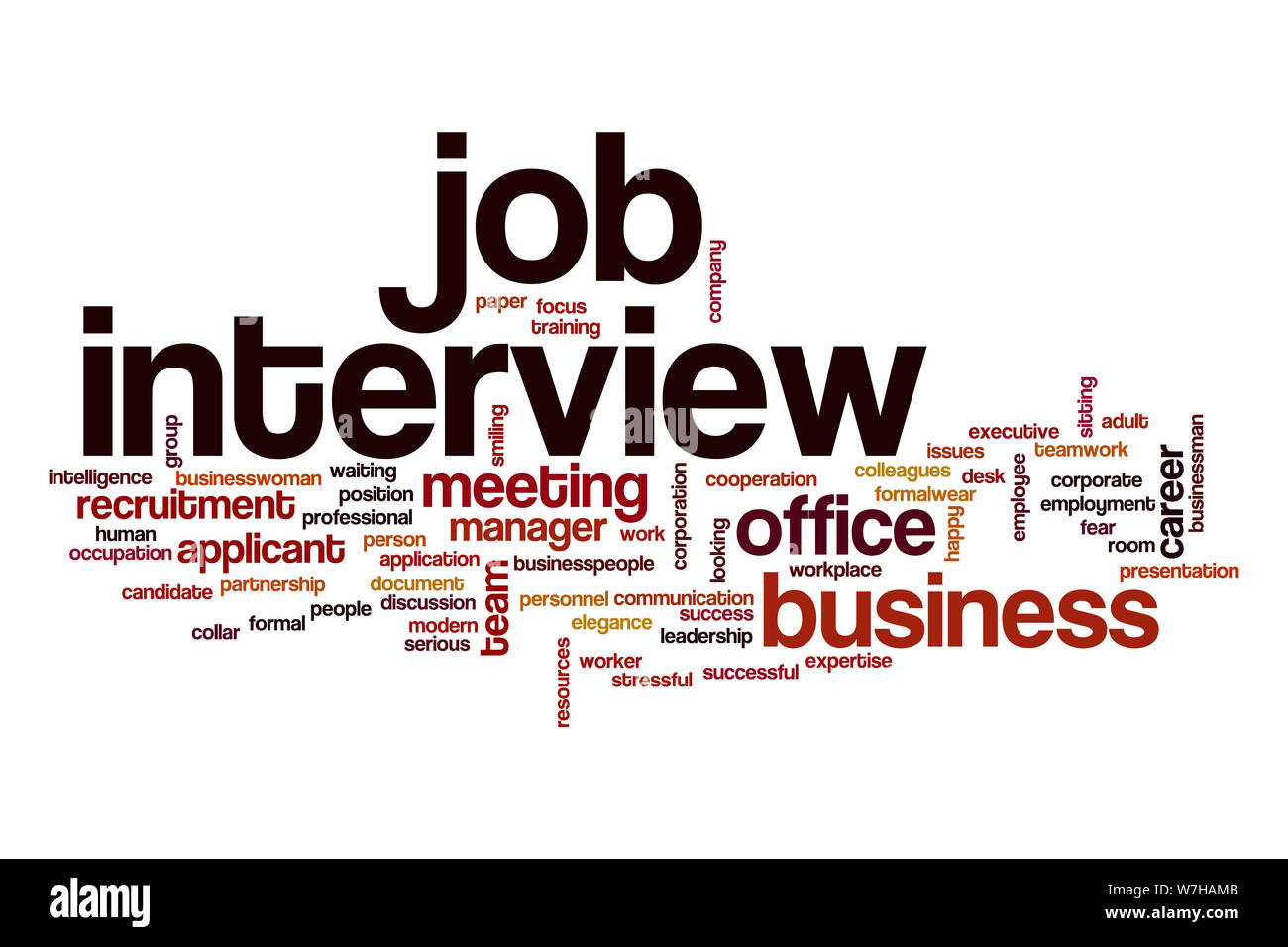 Job interview word cloud concept Stock Photo - Alamy