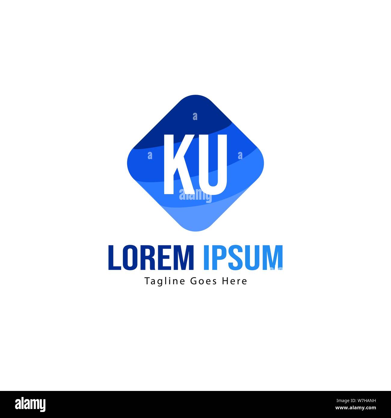 Initial KU logo template with modern frame. Minimalist KU letter logo ...