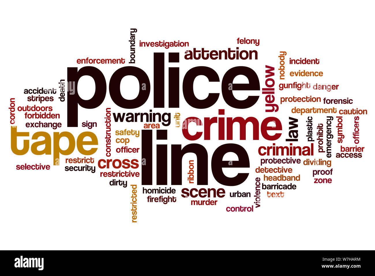 Police line word cloud concept Stock Photo - Alamy