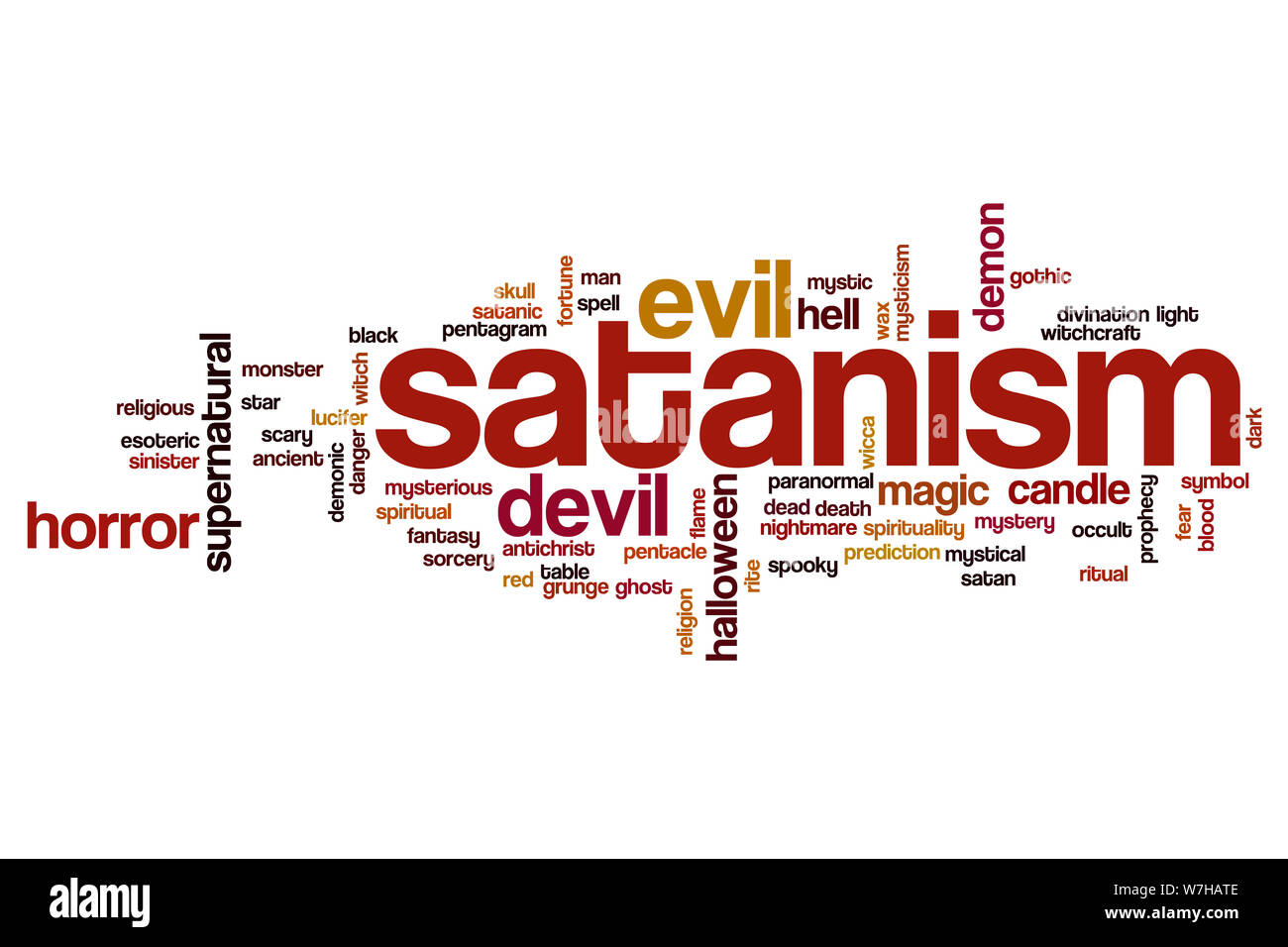 Satanism word cloud concept Stock Photo - Alamy
