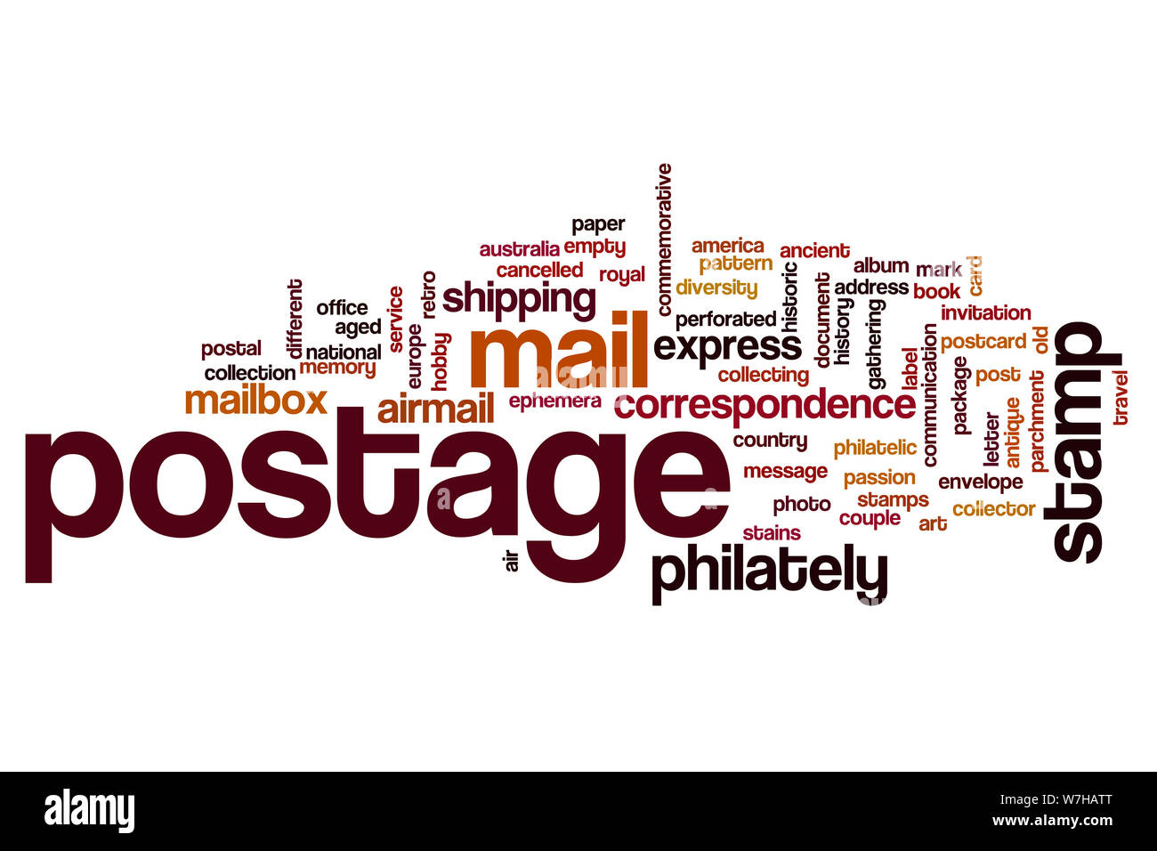 Postage word cloud concept Stock Photo - Alamy