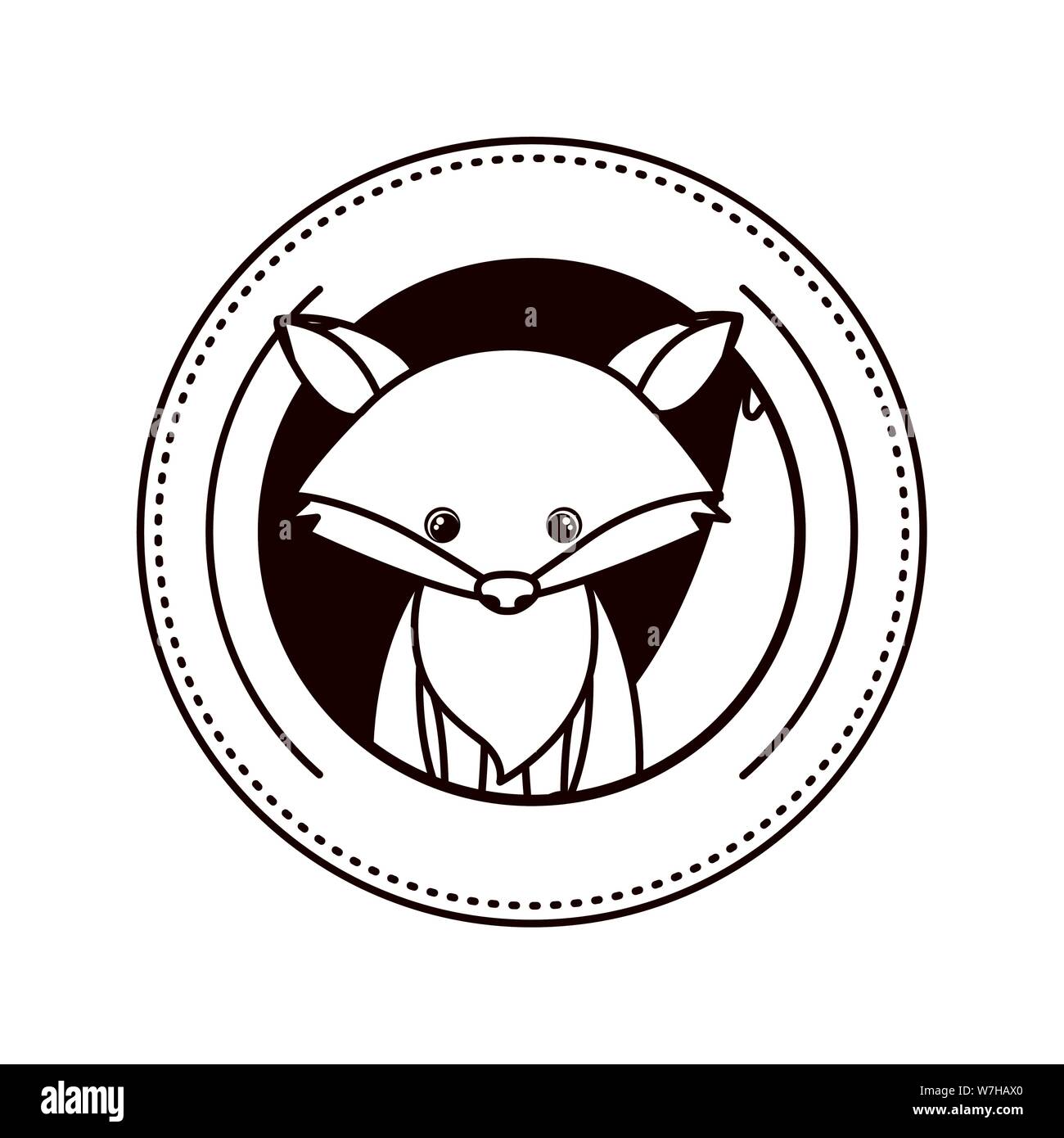 cute and adorable fox with circular frame Stock Vector Image & Art - Alamy