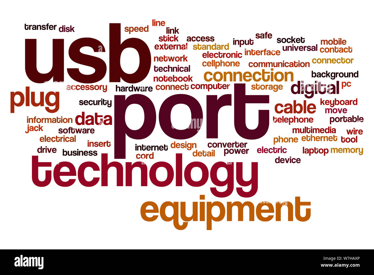 USB port word cloud concept Stock Photo - Alamy