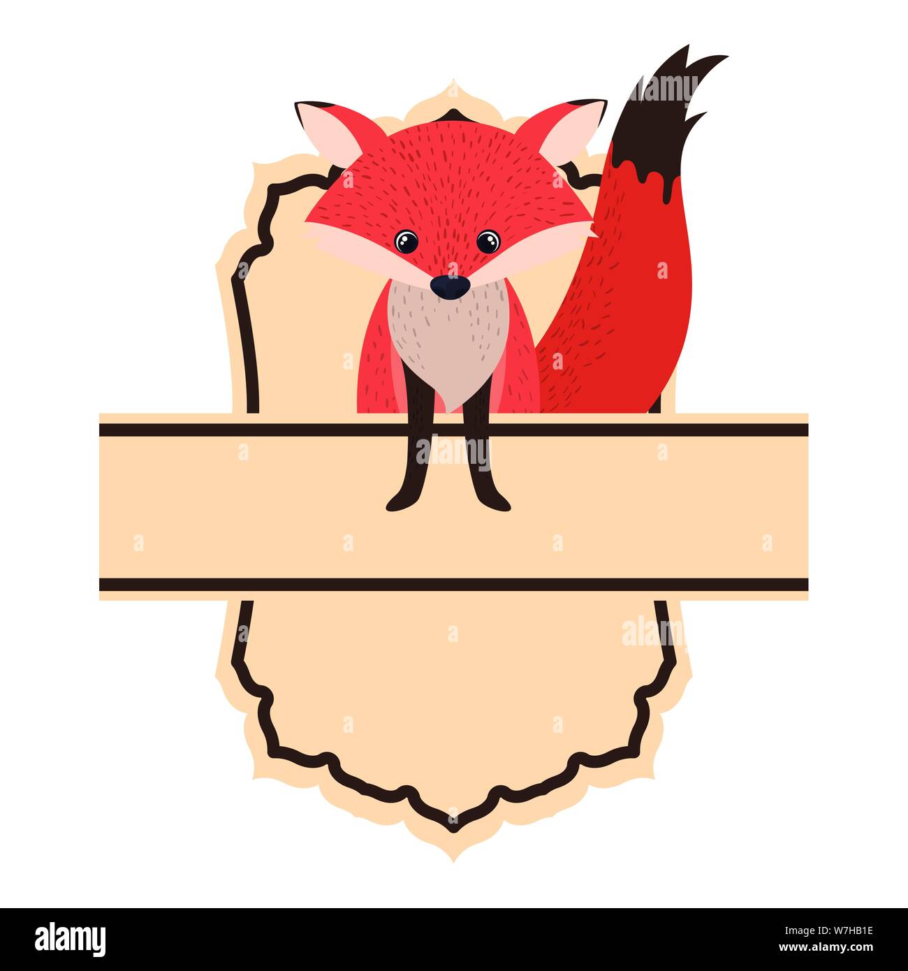 cute and adorable fox with frame Stock Vector Image & Art - Alamy