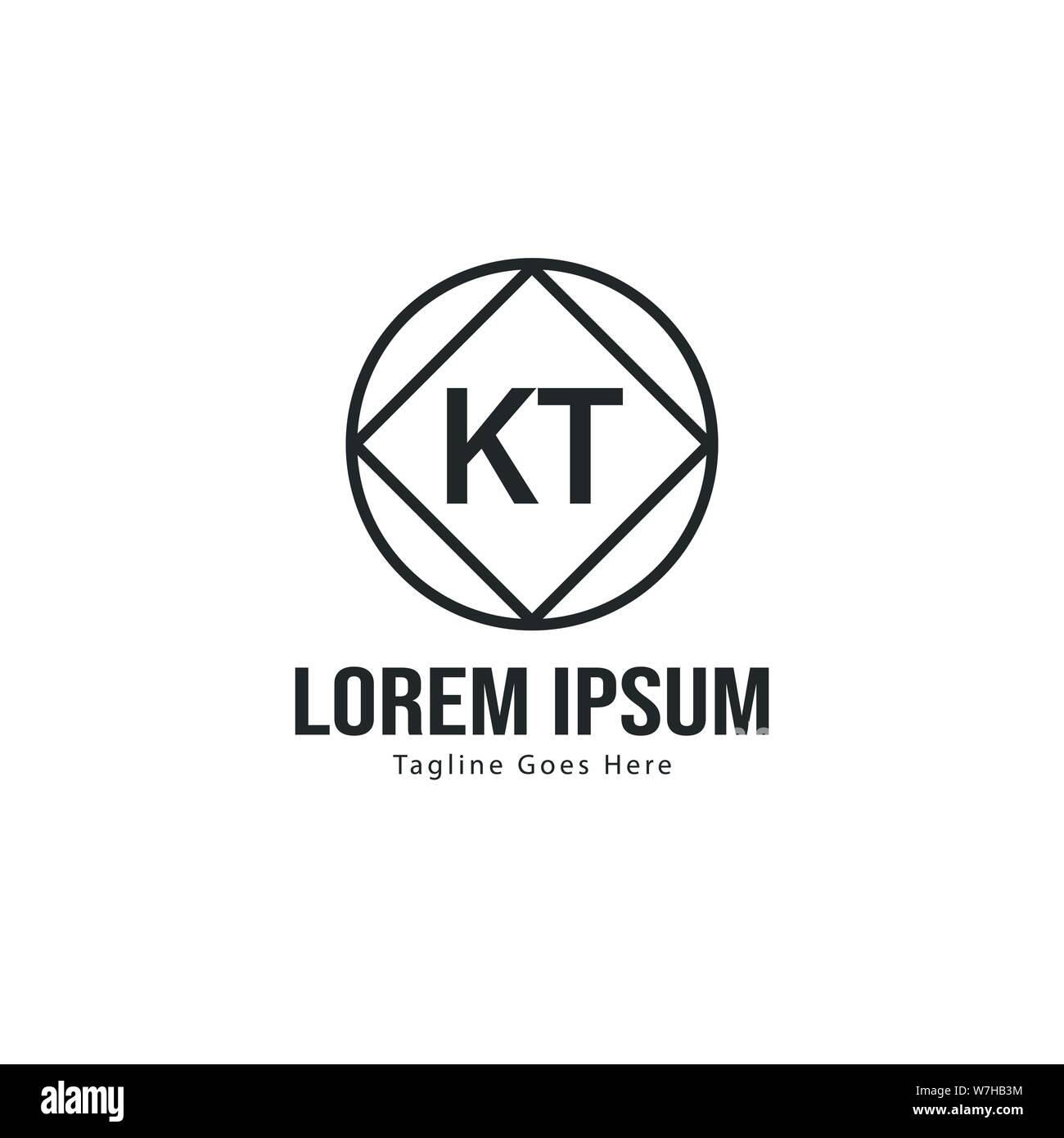 Initial KT logo template with modern frame. Minimalist KT letter logo ...