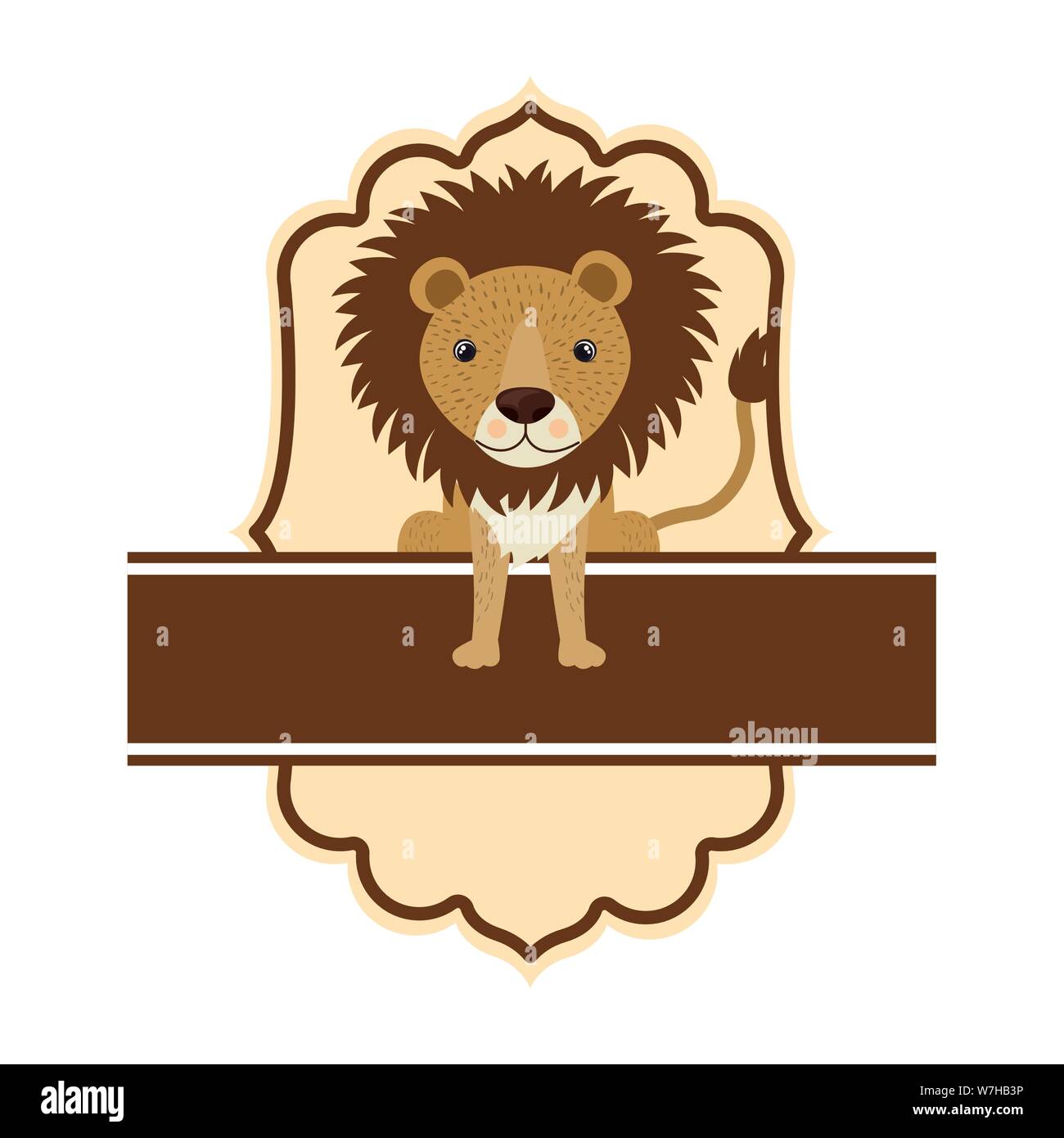 cute and adorable lion with frame Stock Vector Image & Art - Alamy