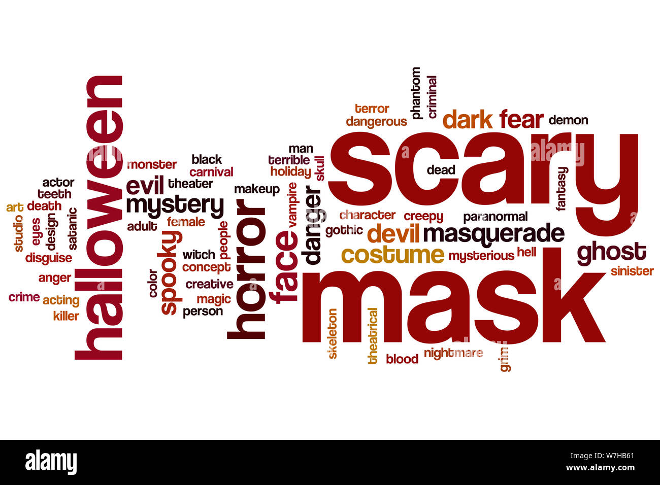 Scary mask word cloud concept Stock Photo - Alamy