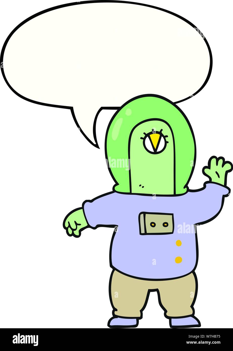 cartoon space alien with speech bubble Stock Vector Image & Art - Alamy