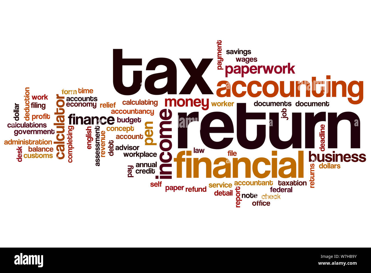 Tax return word cloud concept Stock Photo - Alamy