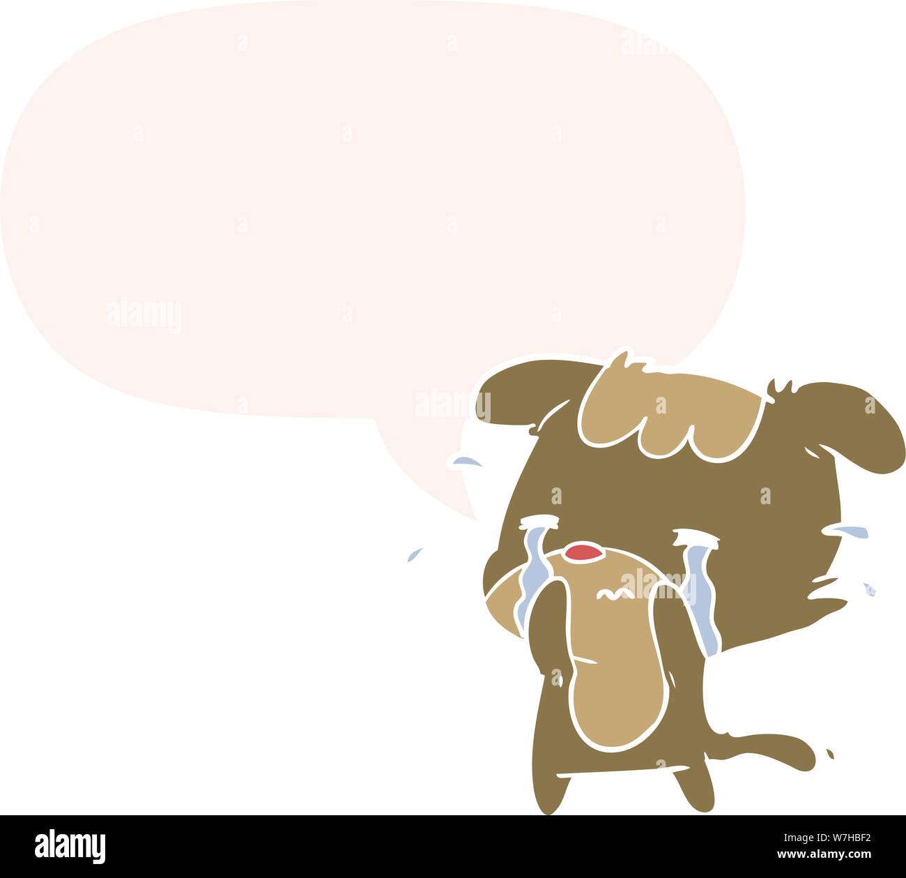 cartoon sad dog crying with speech bubble in retro style Stock Vector ...