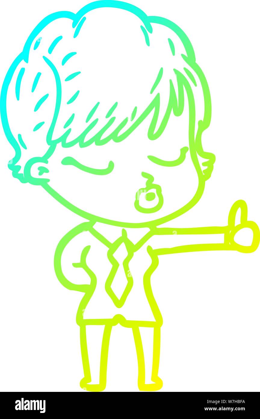 cold gradient line drawing of a cartoon woman with eyes shut Stock ...