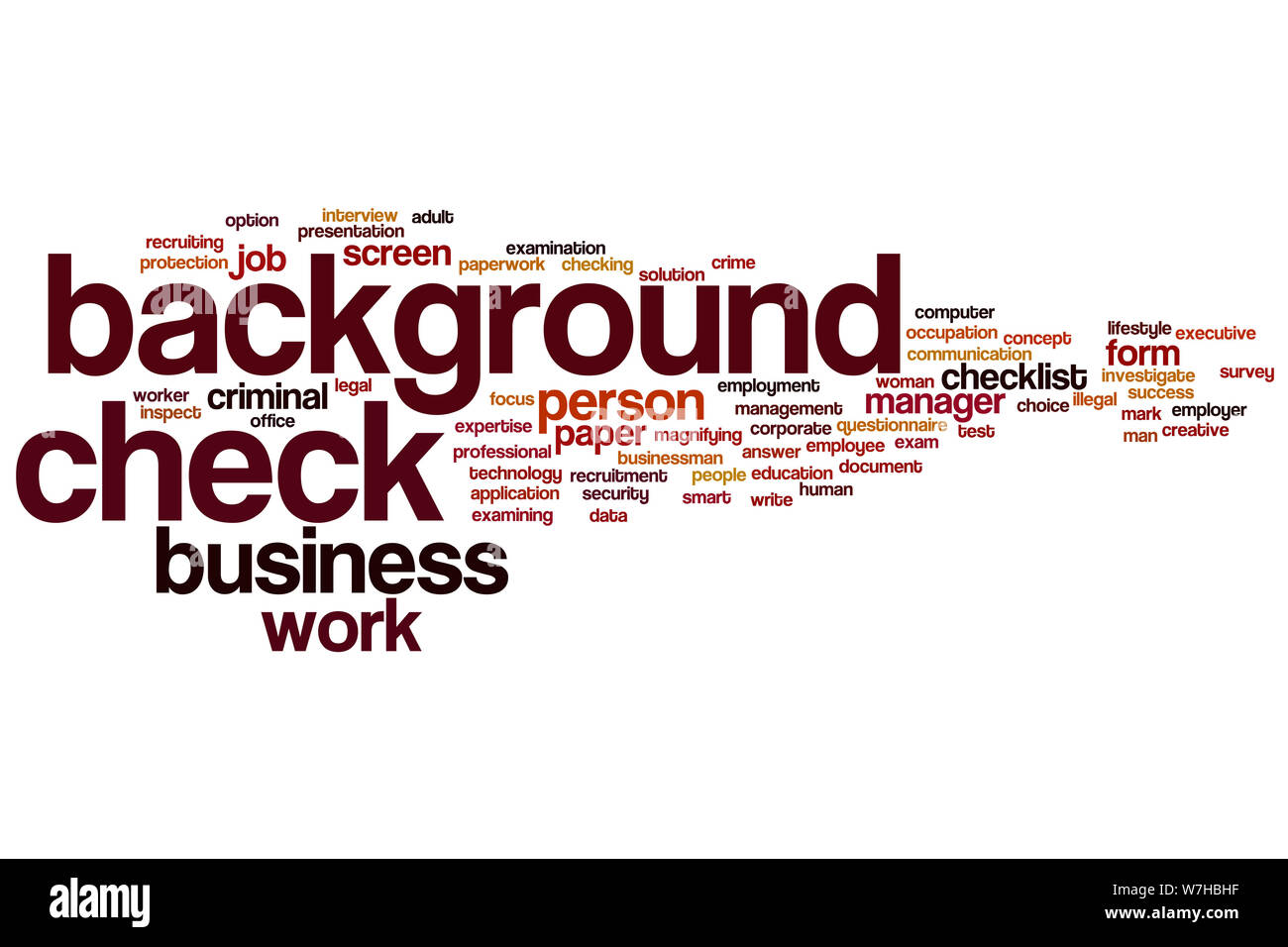 Background check word cloud concept Stock Photo - Alamy
