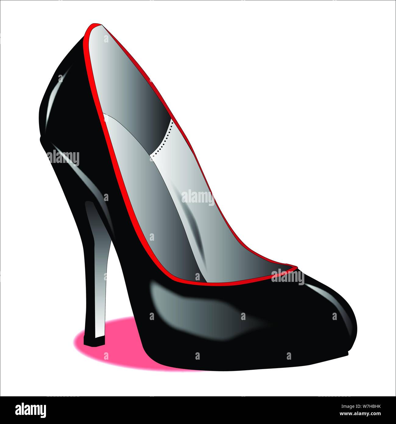 A black and red stiletto heel shoe isolated on white Stock Vector Image ...