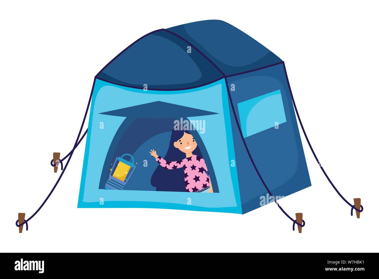 Tent and woman cartoon design, Camping forest adventure lifestyle ...