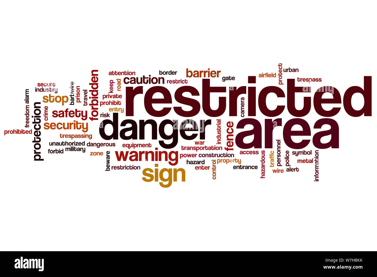 Restricted area word cloud concept Stock Photo - Alamy