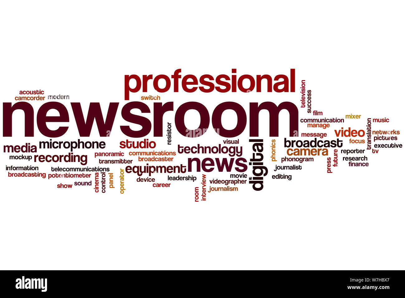 Newsroom word cloud concept Stock Photo - Alamy