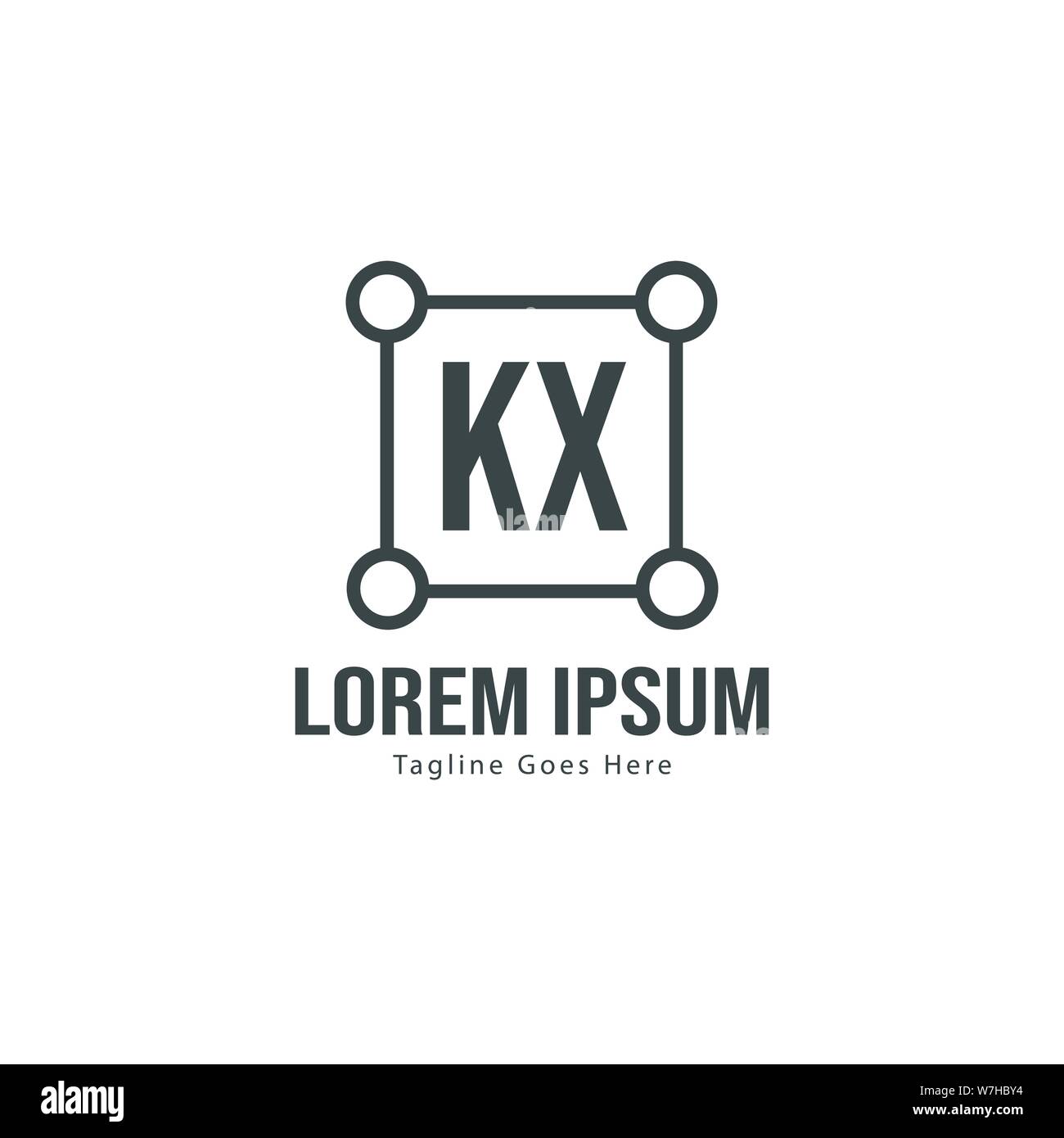 Initial KX logo template with modern frame. Minimalist KX letter logo ...