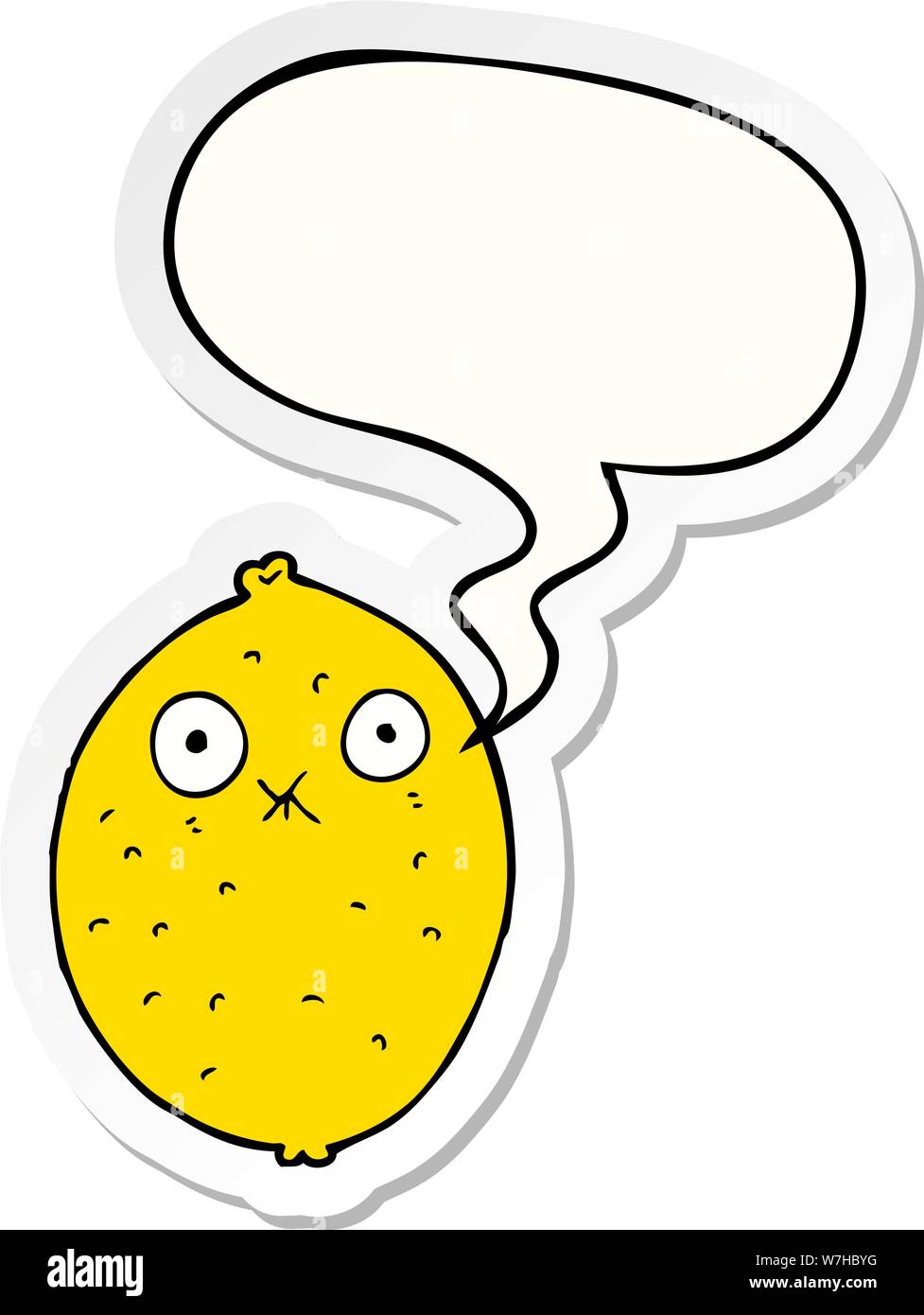 cartoon bitter lemon with speech bubble sticker Stock Vector Image ...