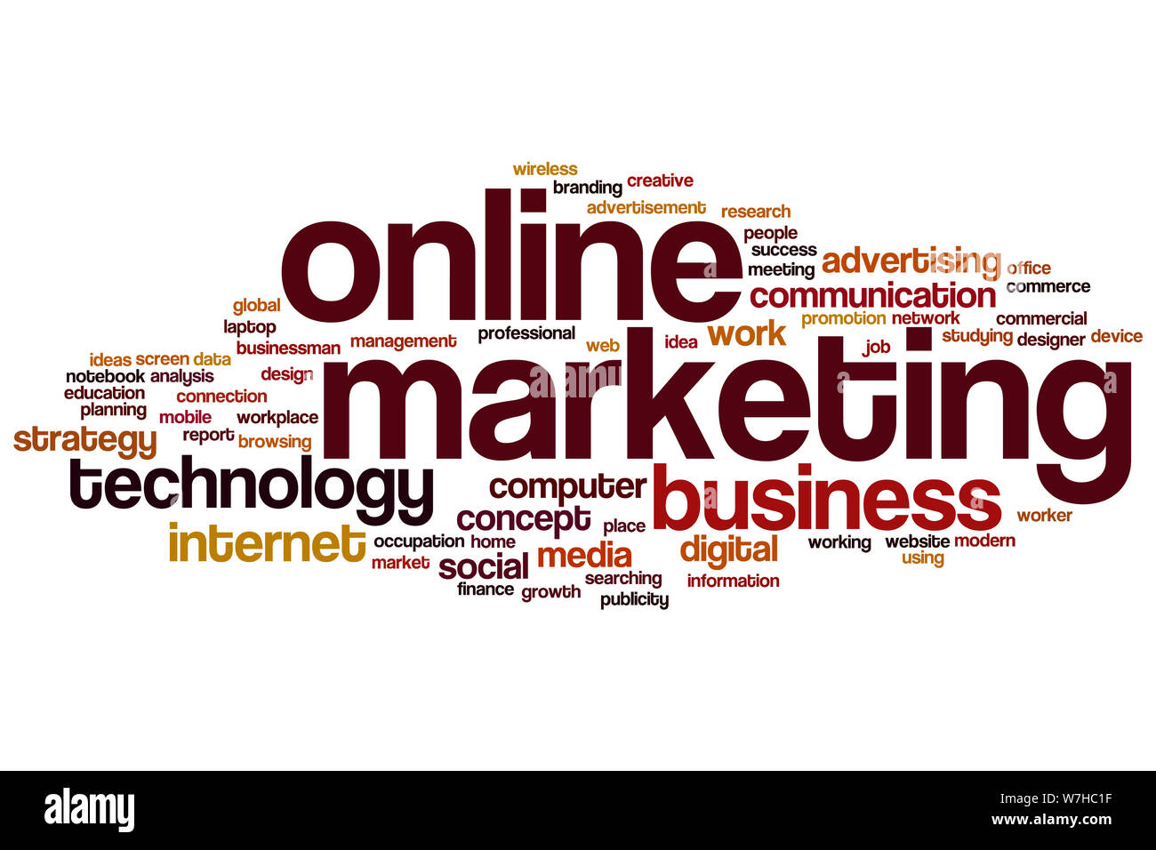 Online marketing word cloud concept Stock Photo - Alamy